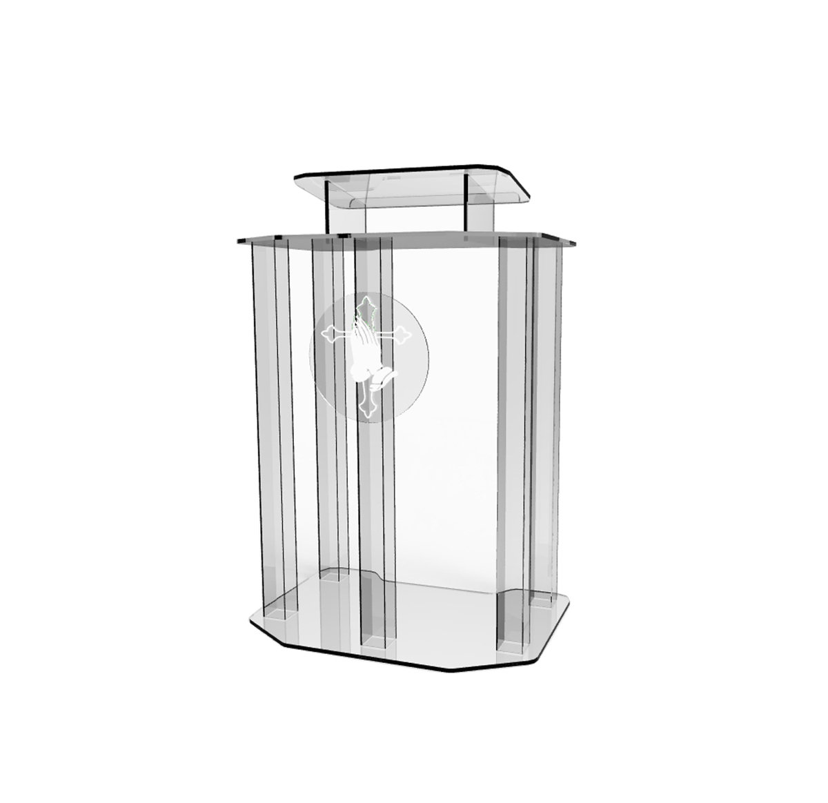 Fixturedisplays® Assembled Podium, Clear Ghost Acrylic Wrap- Around Style Pulpit, Lectern With ...